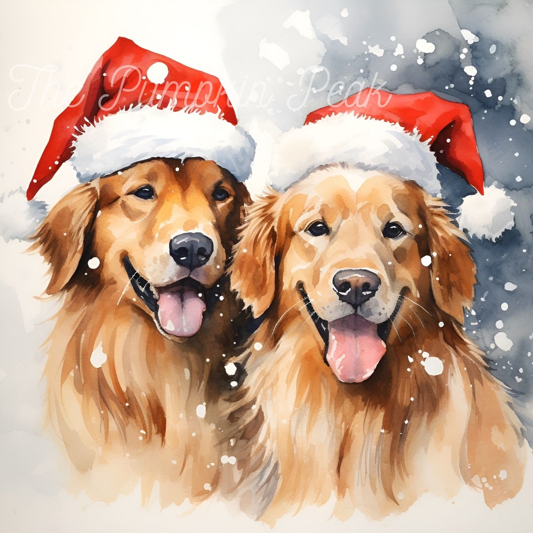 Cute Dogs Wearing Santa Hats Digital Download Printable Wall Art - Etsy