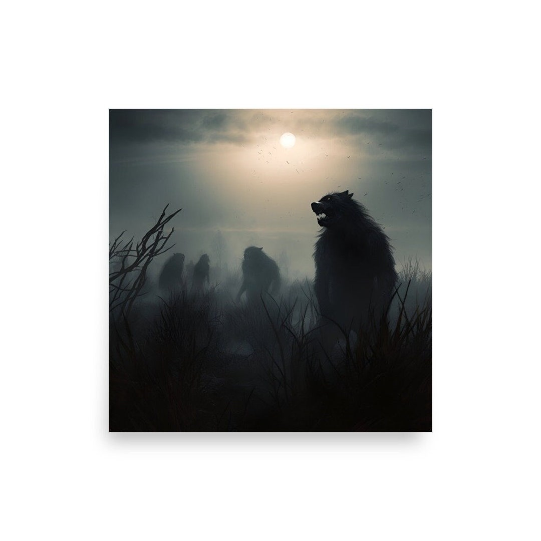 Werewolves in Foggy Field Art Print - Etsy