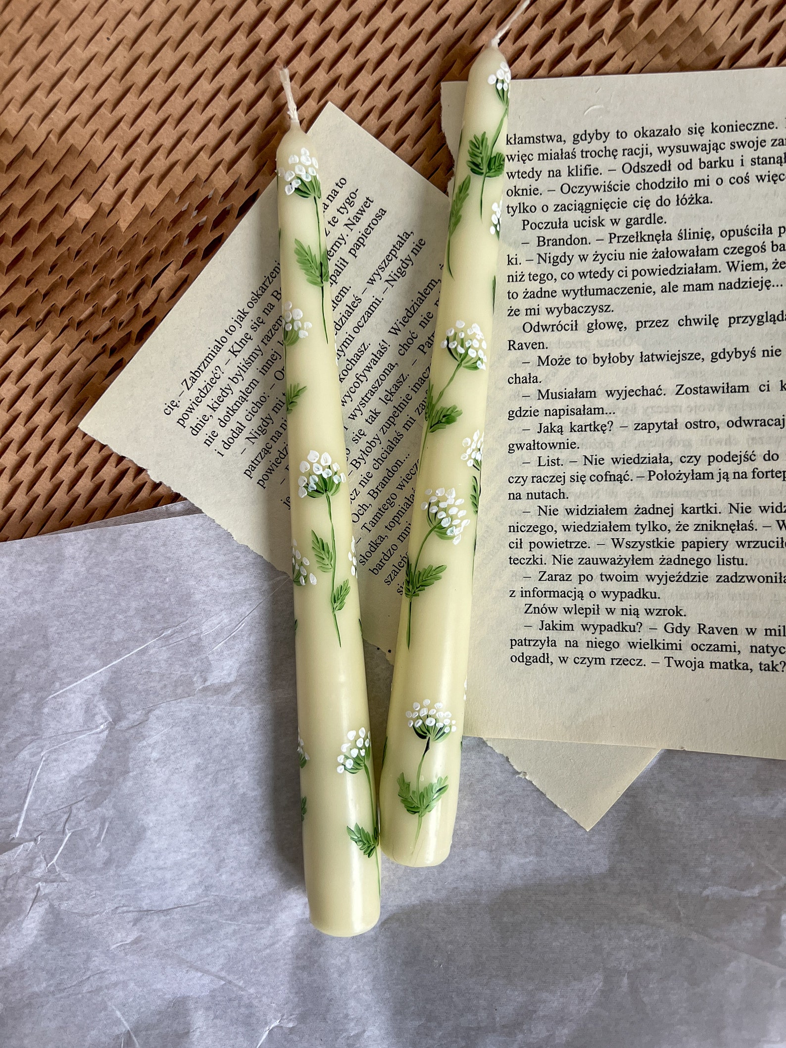 Wild Flowers Hand Painted Candles, Floral Painted Candle, Painted ...