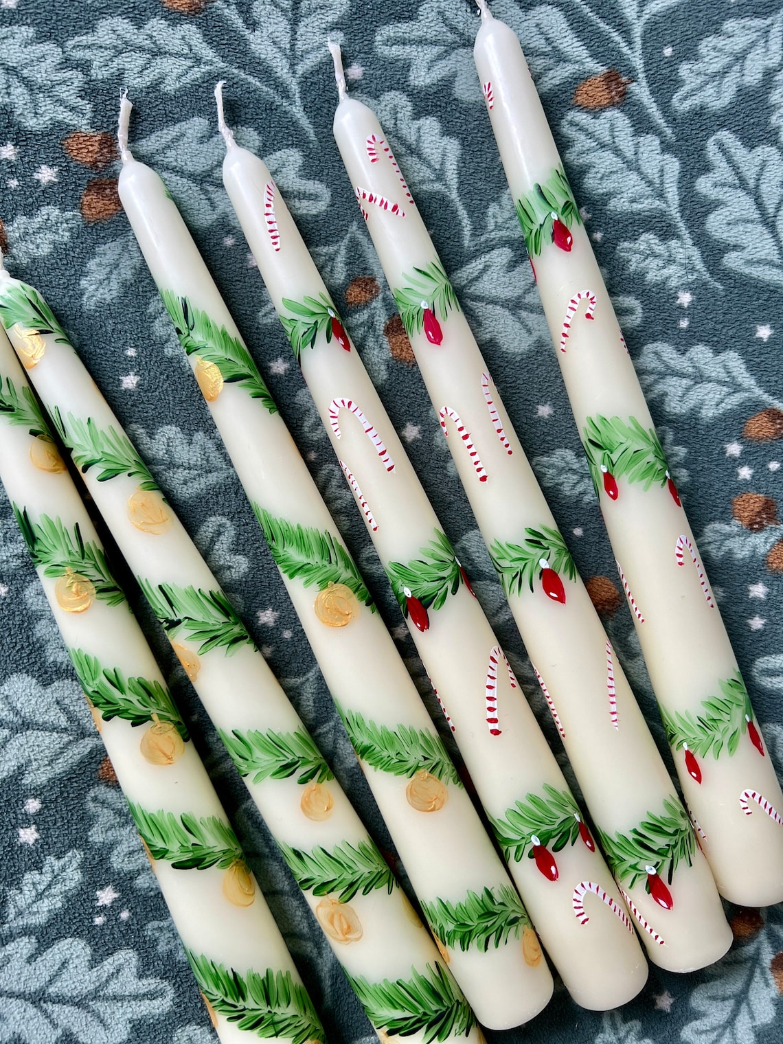 Christmas Hand Painted Candles, Christmas Candles, Painted Candles ...