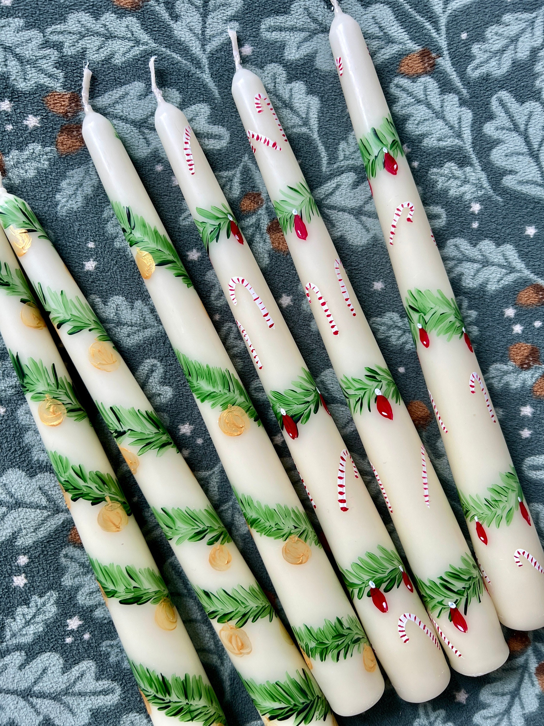 Christmas Hand Painted Candles, Christmas Candles, Painted Candles ...