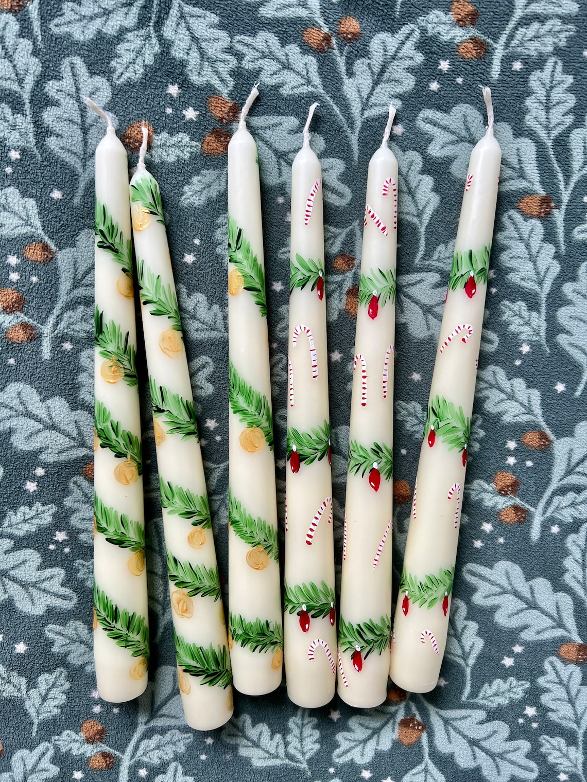 Christmas Hand Painted Candles, Christmas Candles, Painted Candles ...