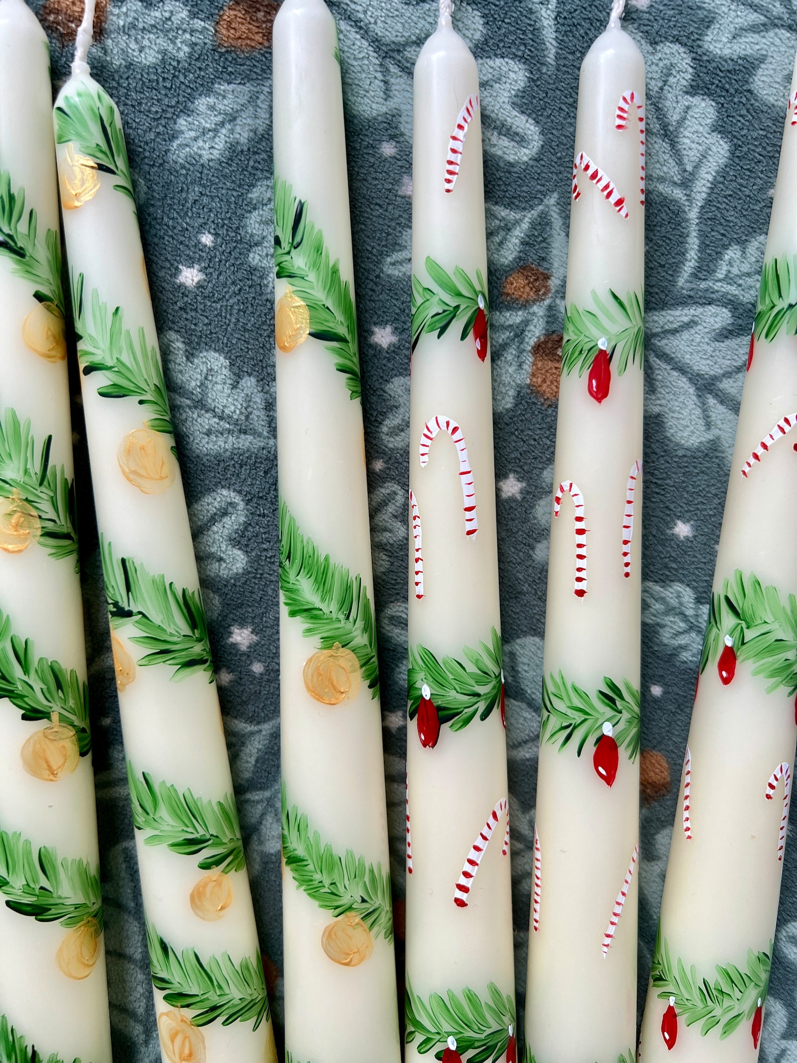 Christmas Hand Painted Candles, Christmas Candles, Painted Candles ...