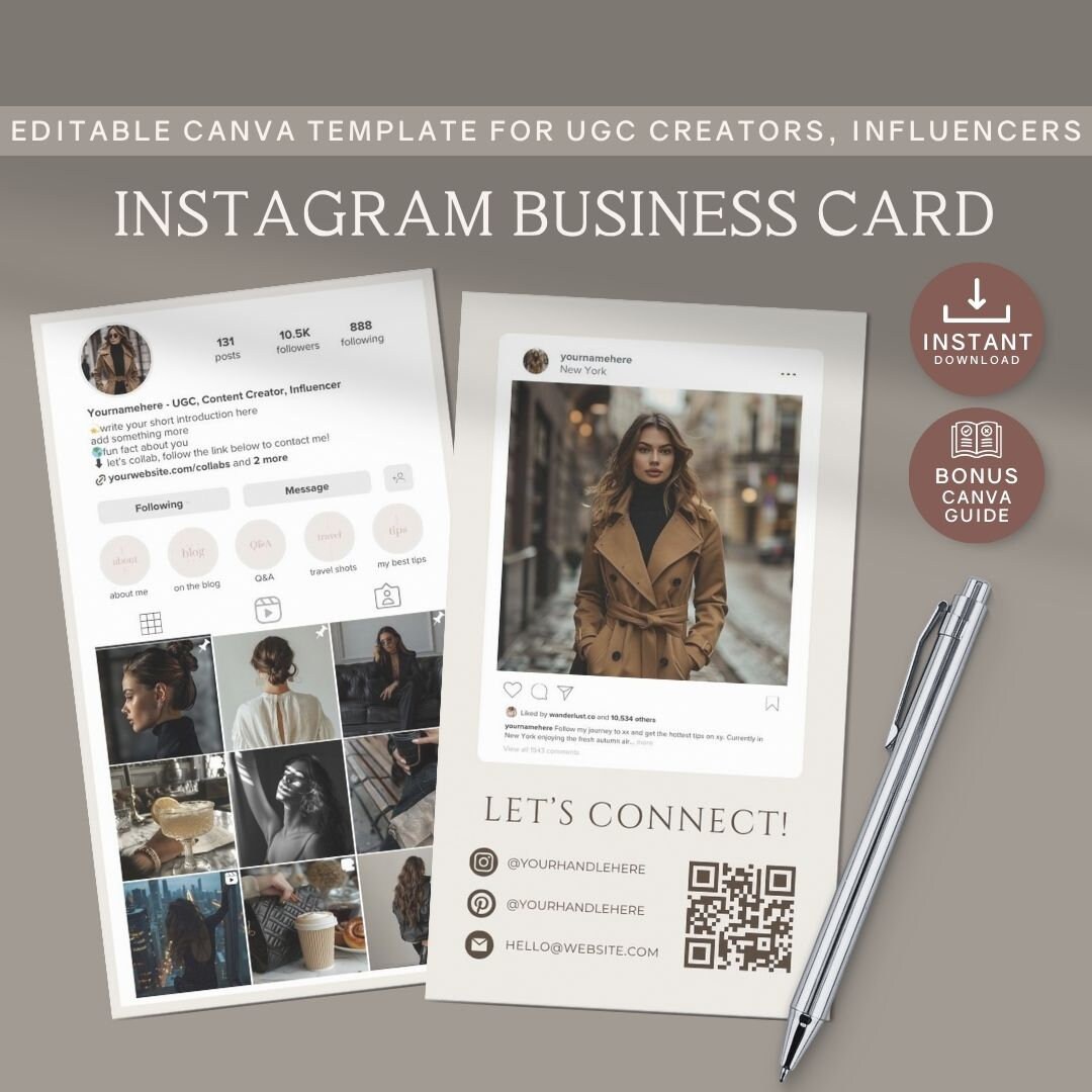 PLR Ugc Creator Influencer Ig Instagram Business Card, Editable Canva ...