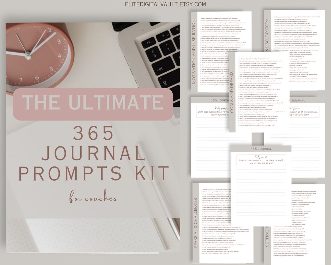 Ultimate 365 Journal Prompts Kit Canva Templates for Life Coaches ...