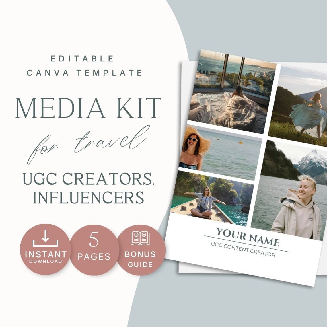 PLR Travel UGC, Influencer, Media Kit Canva Template, Content Creator ...