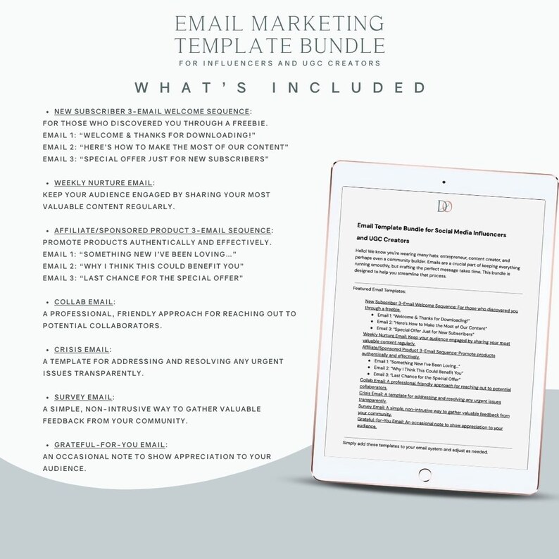 UGC Creator, Influencer Email Marketing Bundle: Welcome, Nurture ...