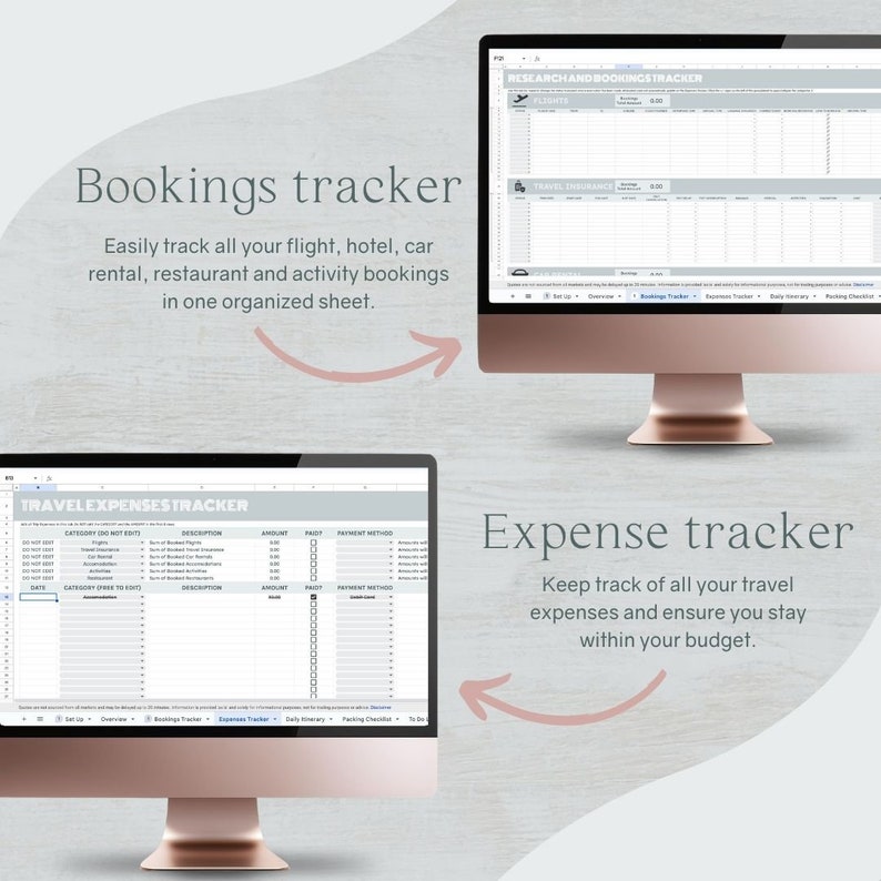 Travel Planner Template Google Sheet, Spreadsheet, Bookings, Expenses ...