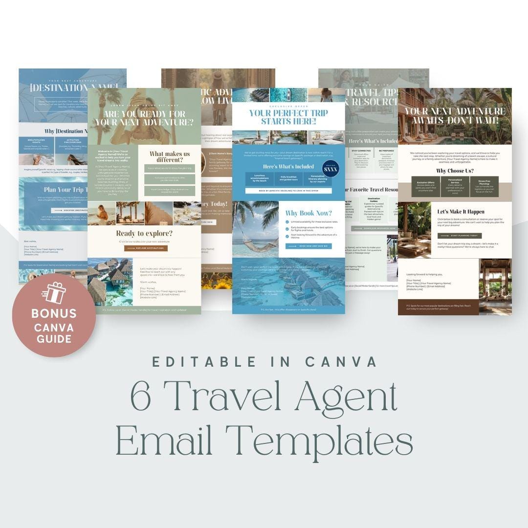 Travel Agent Newsletter Email Template for 2025 Editable in Canva, Done ...