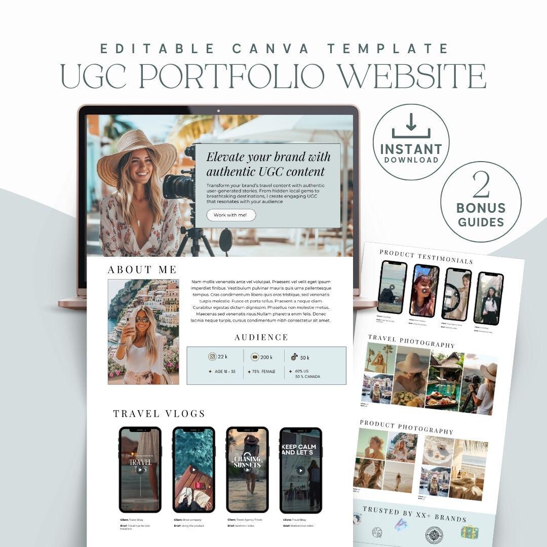 Travel UGC Canva Portfolio Website Template Influencer Content Creator ...
