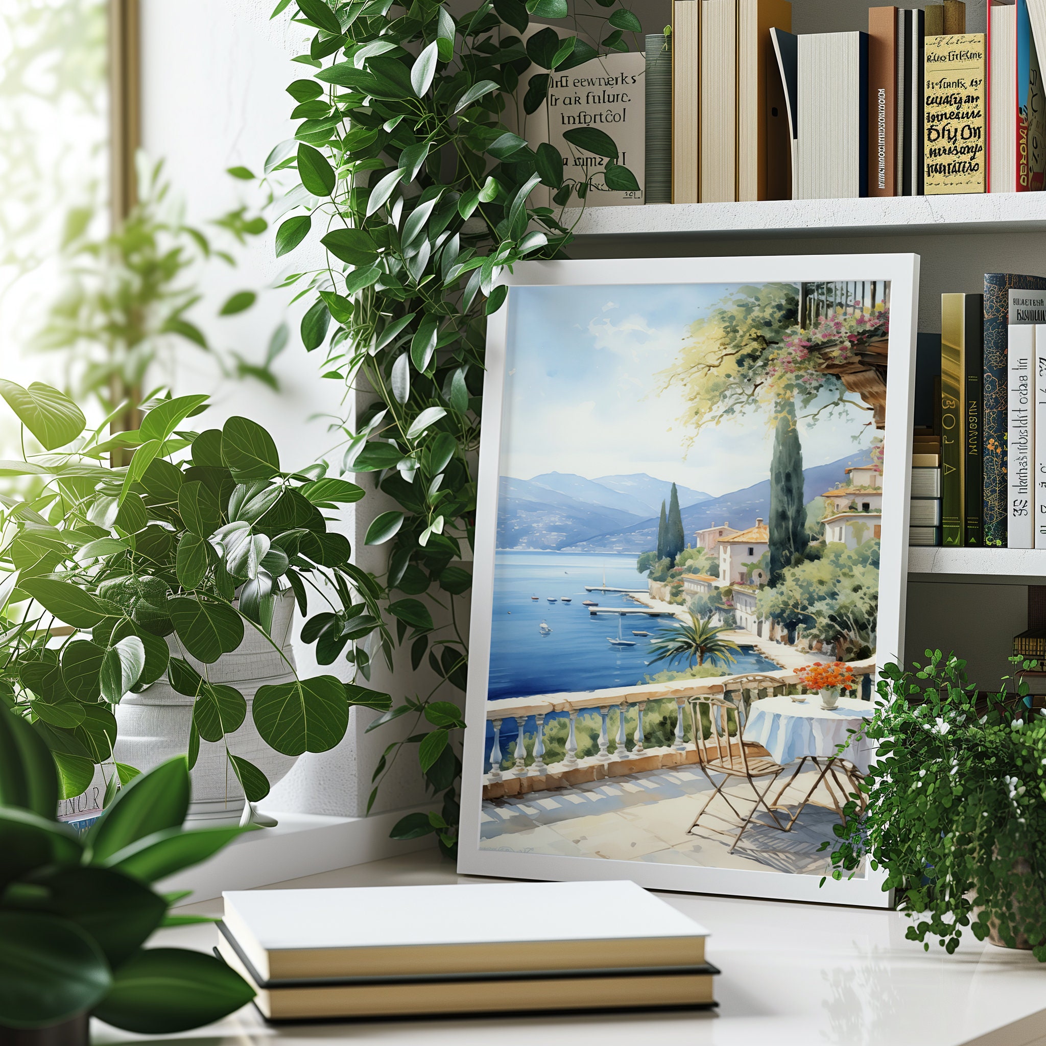 Ocean View Art Print, Mediterranean Architecture Poster, French Riviera ...