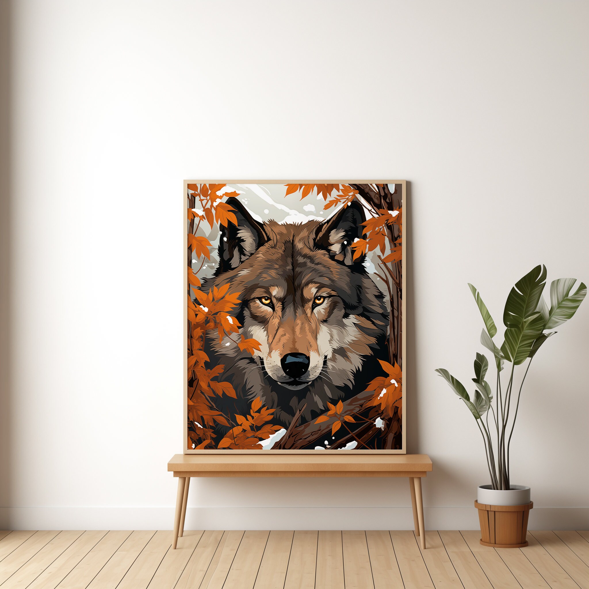 Wolf Art Print, Wolf Printable File, Animal Portrait, Wildlife Poster ...