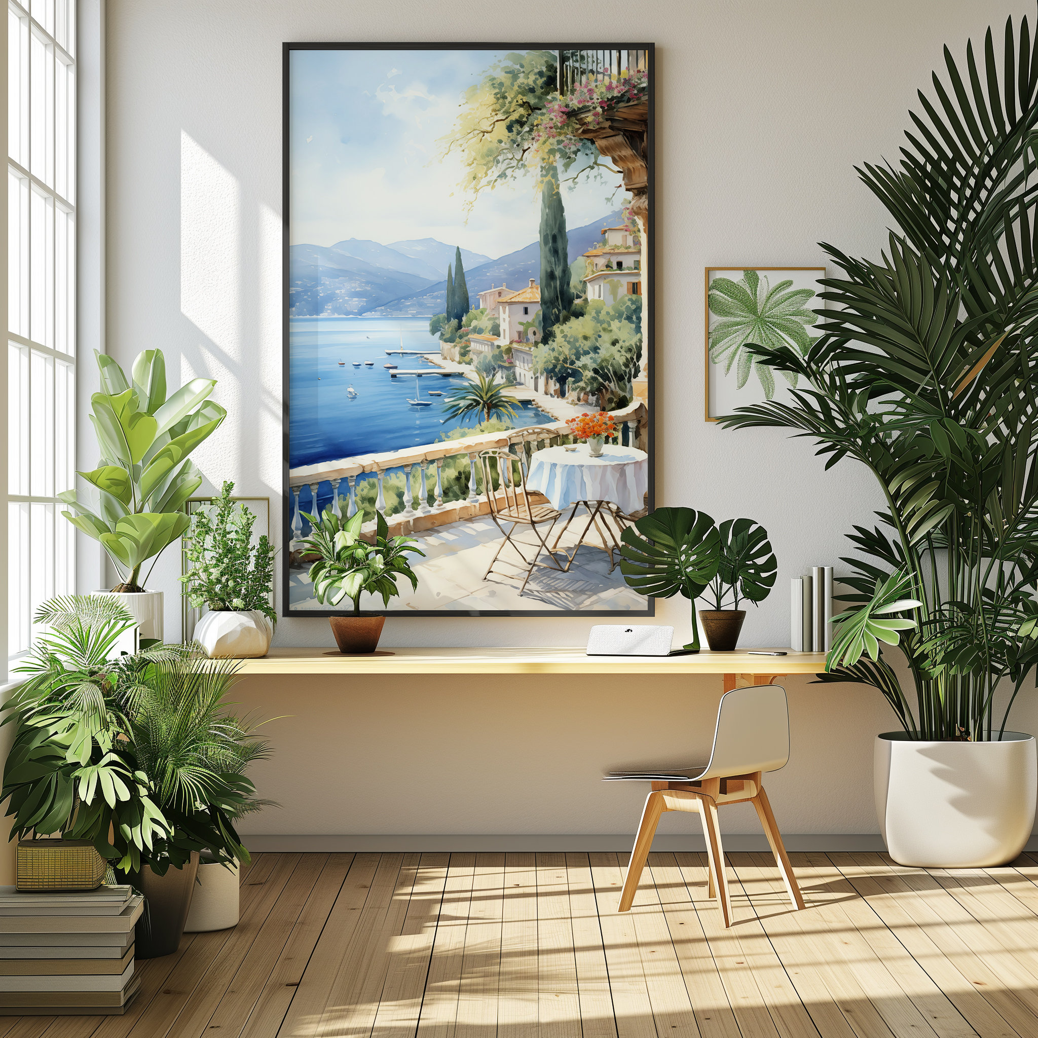 Ocean View Art Print, Mediterranean Architecture Poster, French Riviera ...