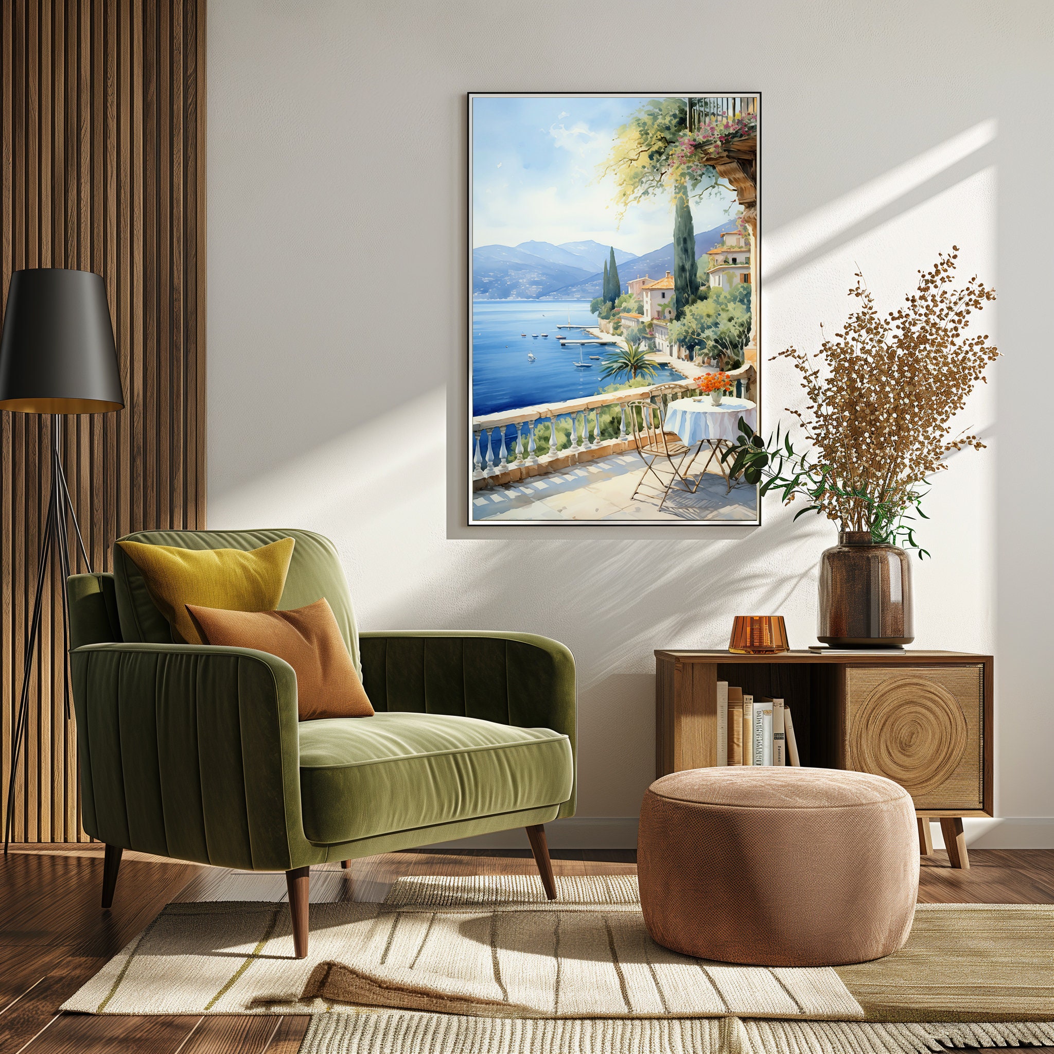 Ocean View Art Print, Mediterranean Architecture Poster, French Riviera ...