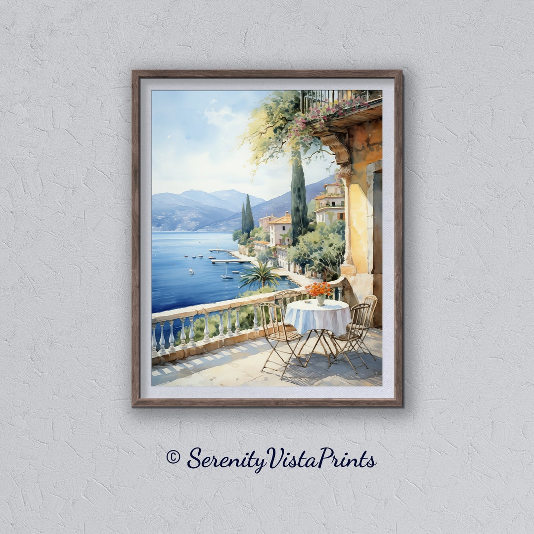 Ocean View Art Print, Mediterranean Architecture Poster, French Riviera ...