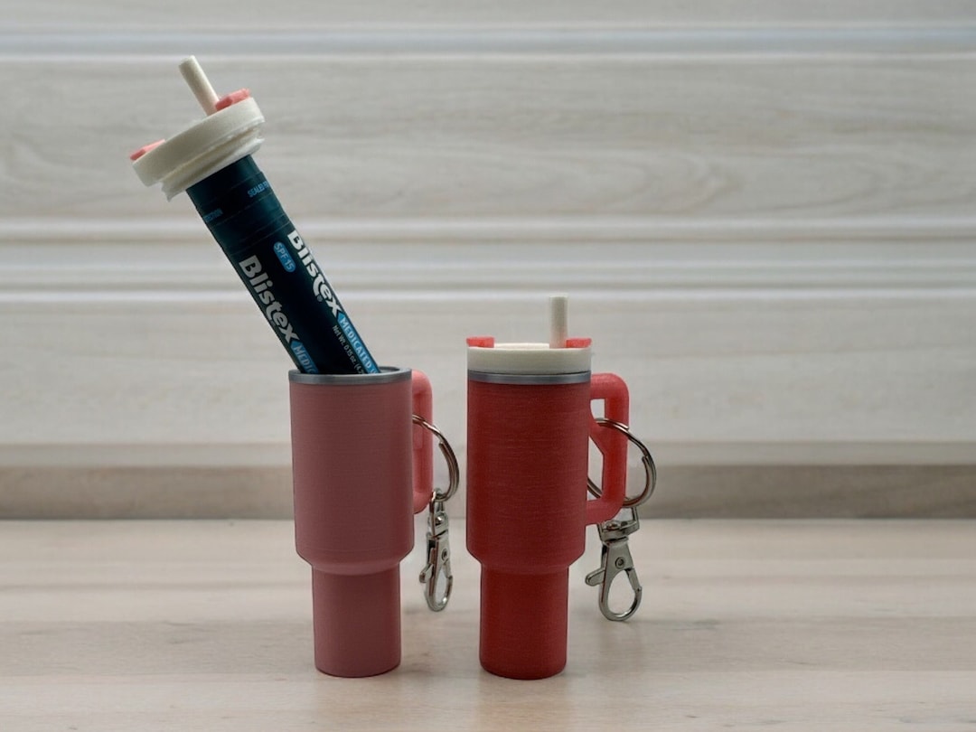3D Printed Mini Tumbler Keychain 2-pack: Chapstick Holder Accessory ...