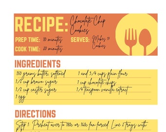 Printable Thanksgiving Recipe Card Template - Etsy