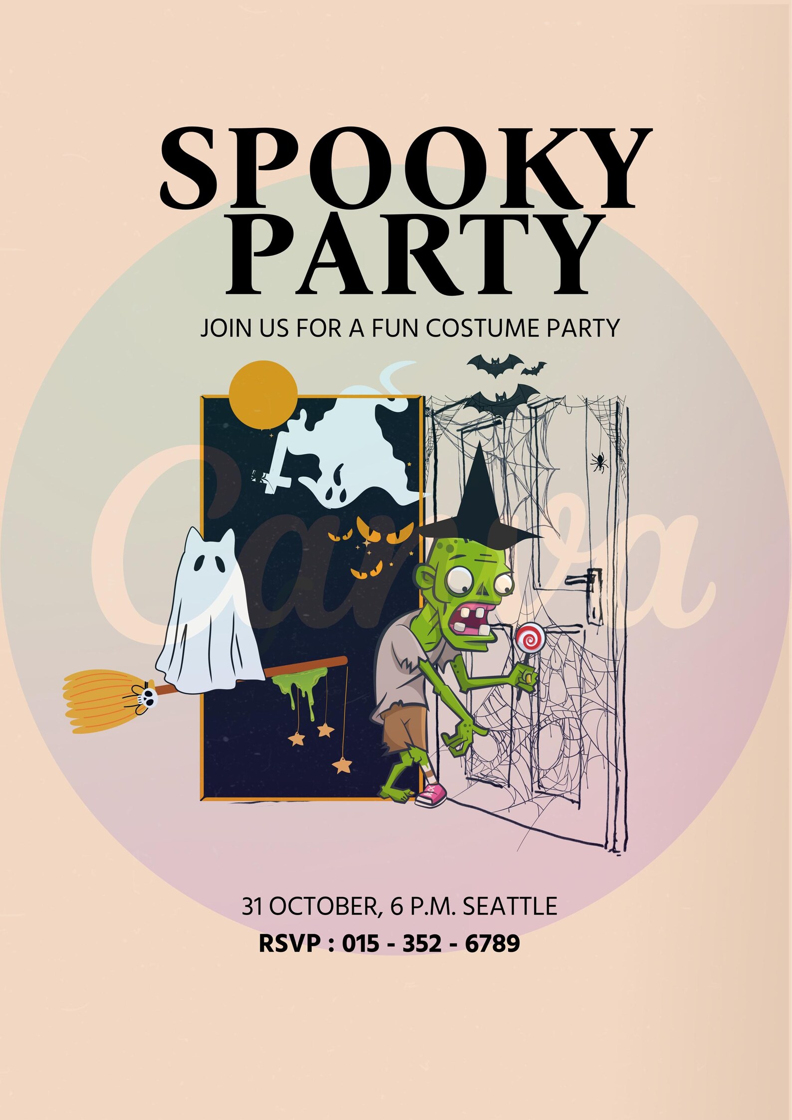 Spooky Halloween Party Invitation: Editable Canva Template (PNG & PDF ...
