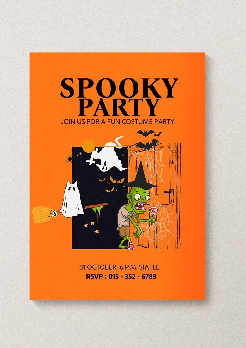 Spooky Halloween Party Invitation: Editable Canva Template (PNG & PDF ...