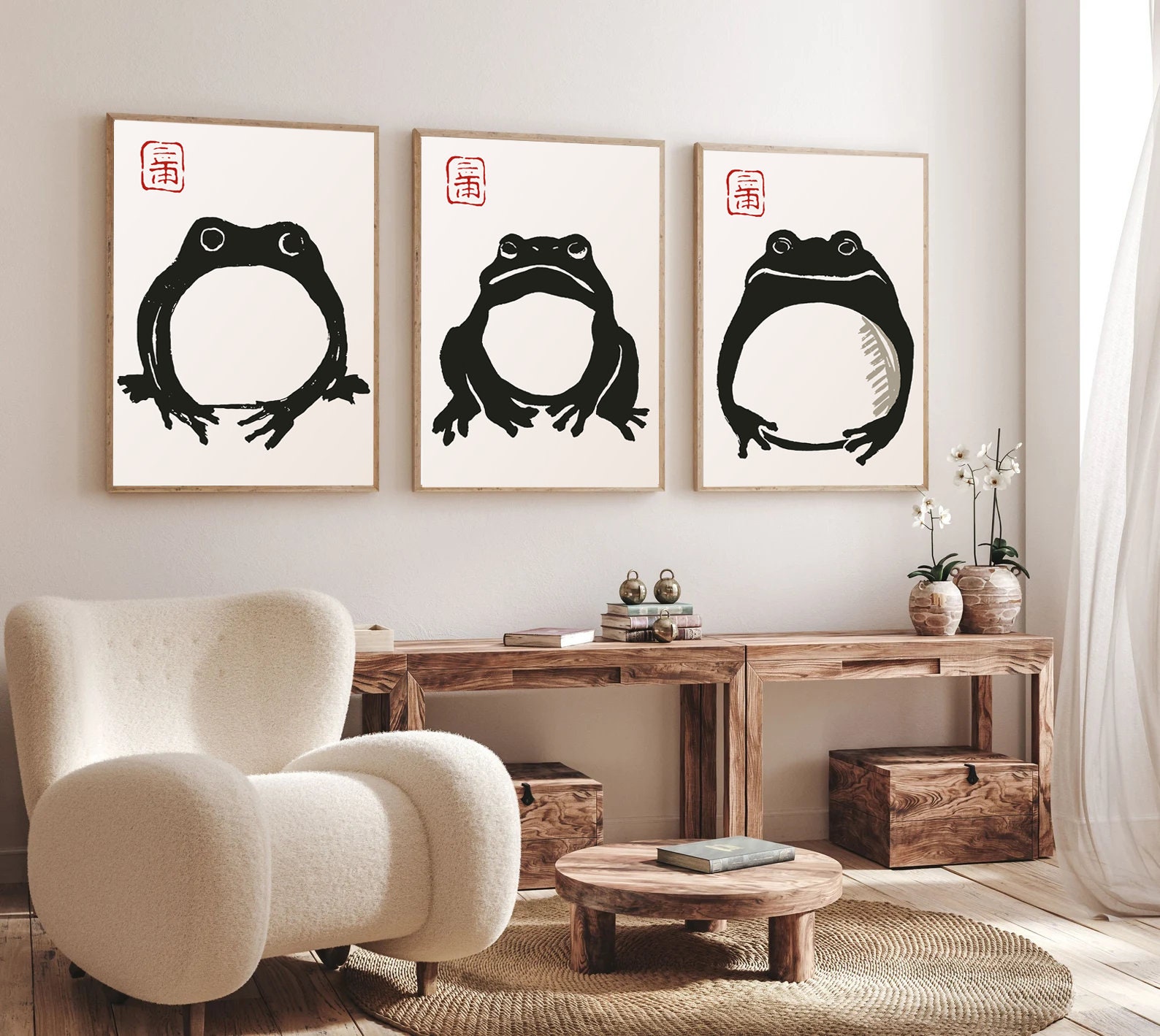 Japanese Matsumoto Hoji Frog Set of 12, Vintage Frog Woodblock Poster ...