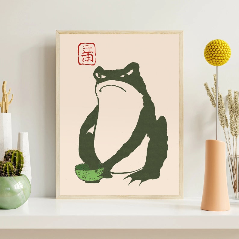 Japanese Matsumoto Hoji Frog Set of 12, Vintage Frog Woodblock Poster ...