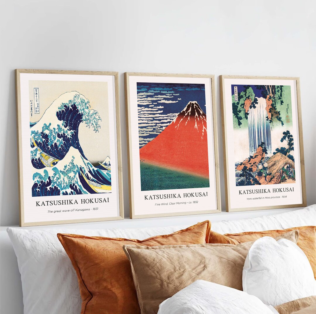 Hokusai Print Bundle, Japanese Print Set, Gallery Wall Set, Wabi Sabi ...