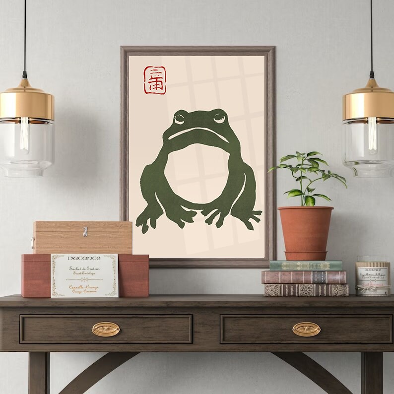 Japanese Matsumoto Hoji Frog Set of 12, Vintage Frog Woodblock Poster ...