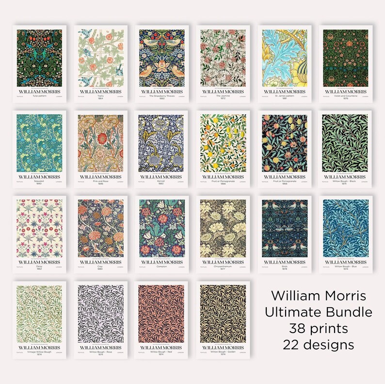 William Morris Bundle 38 Prints, Cotton Set, Gallery Wall Set, Vintage ...