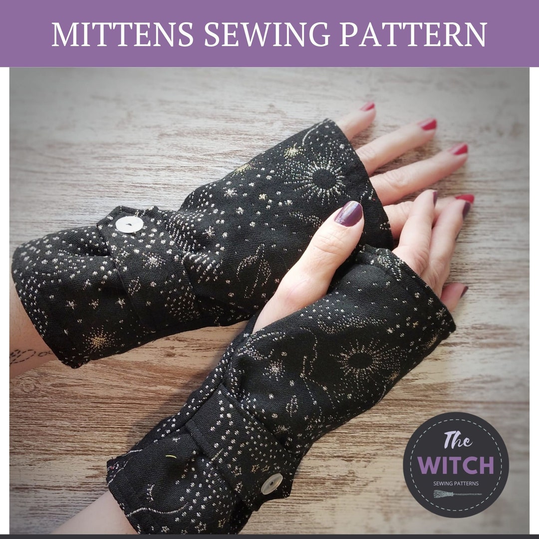 Mittens Pattern Pdf, Witch Costume Pattern, Mittens Sewing Pattern, Pattern Fingerless Gloves ...