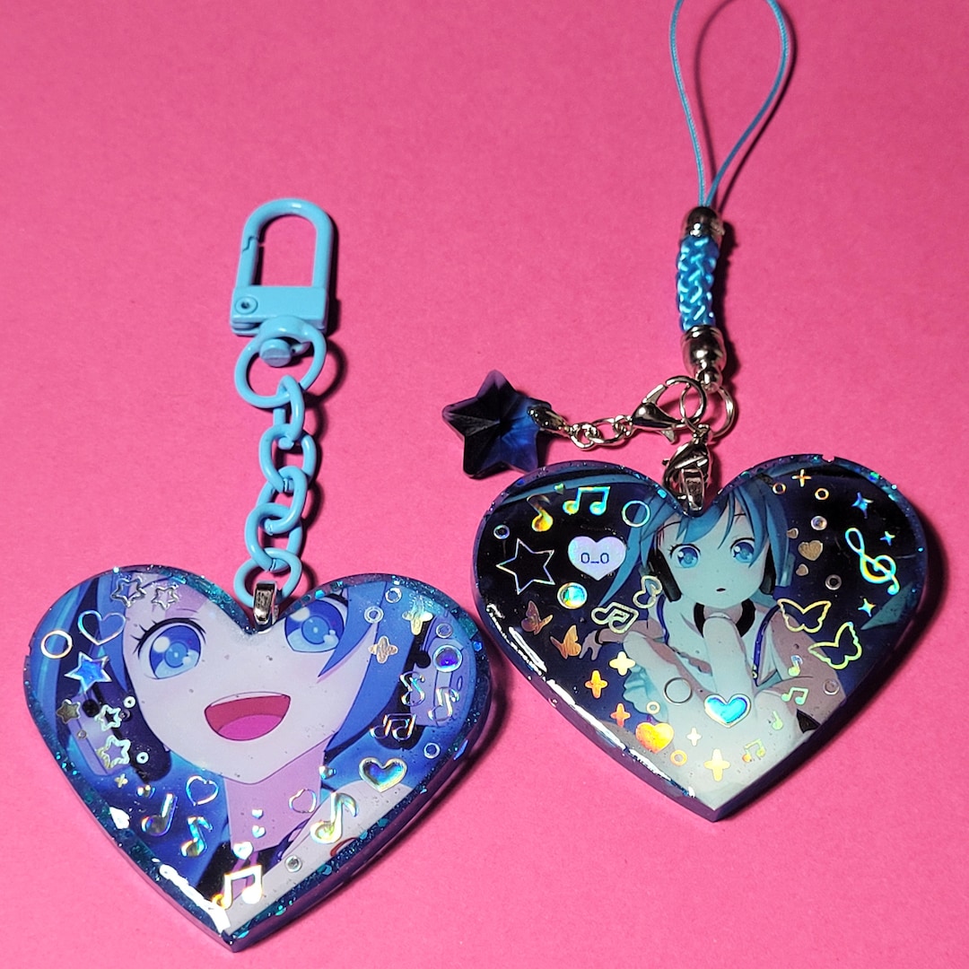 Hatsune Miku B Grade Resin Vocaloid Holographic Deco Keychain and Phone ...