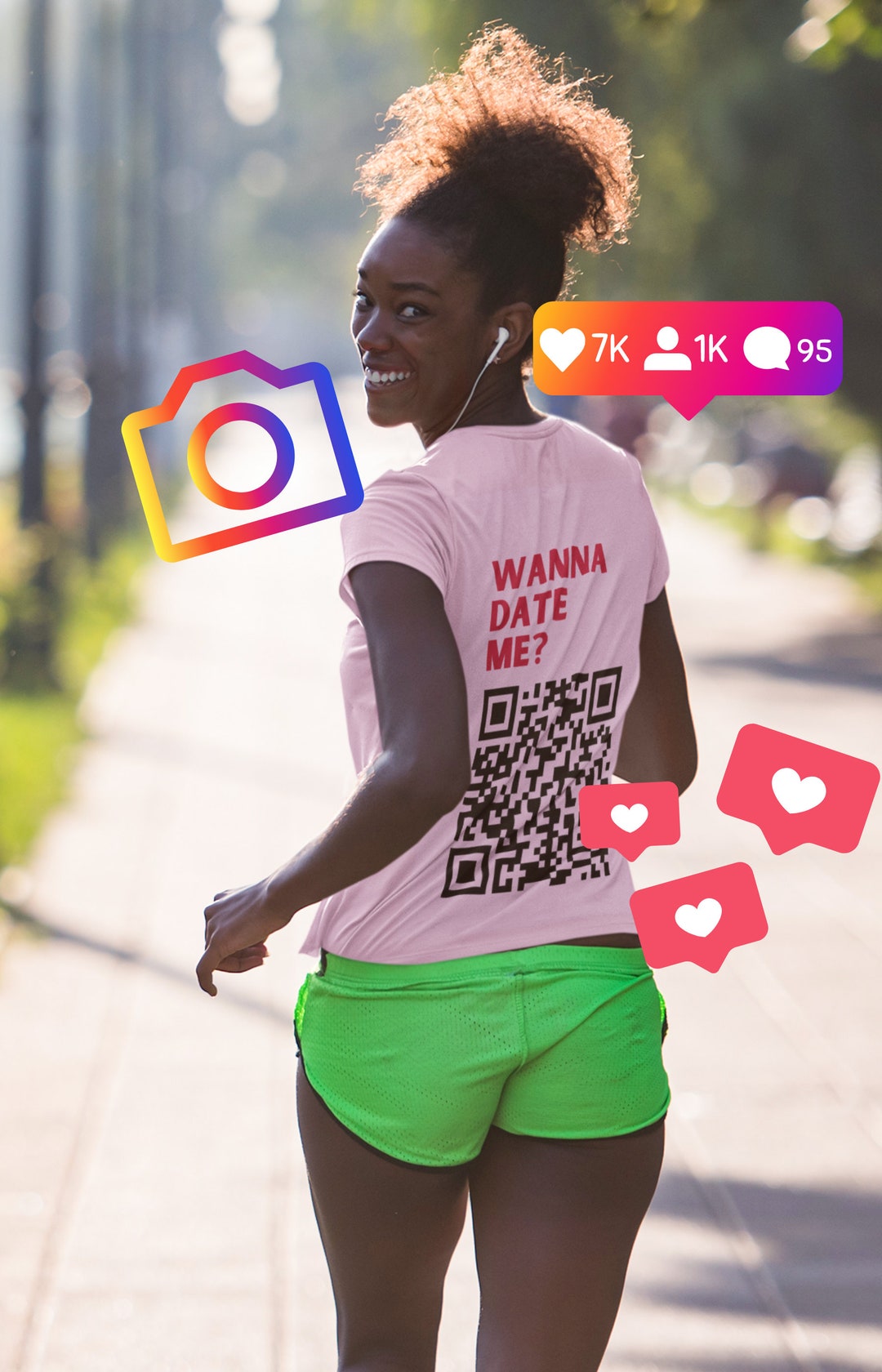 Personalized QR Code to Your Insta Acc, Wanna Date Me QR Code Shirt ...