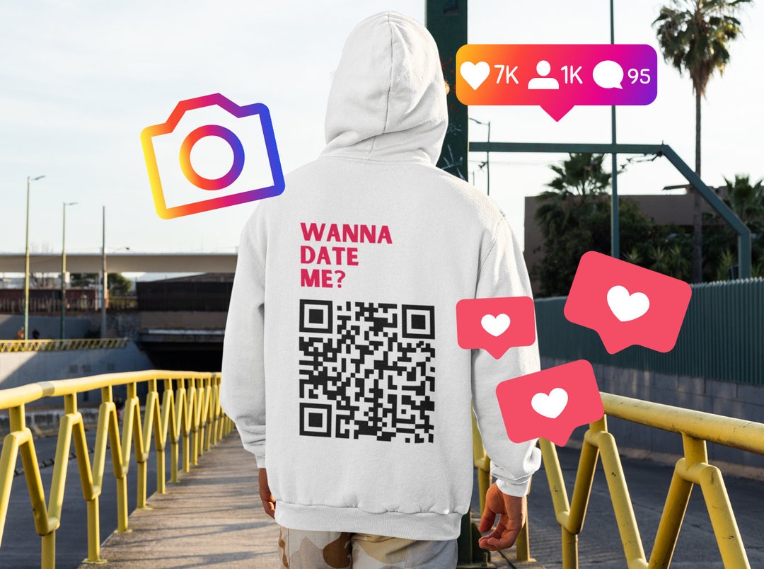 Wanna Date Me QR Code Hoodie Unisex - Etsy