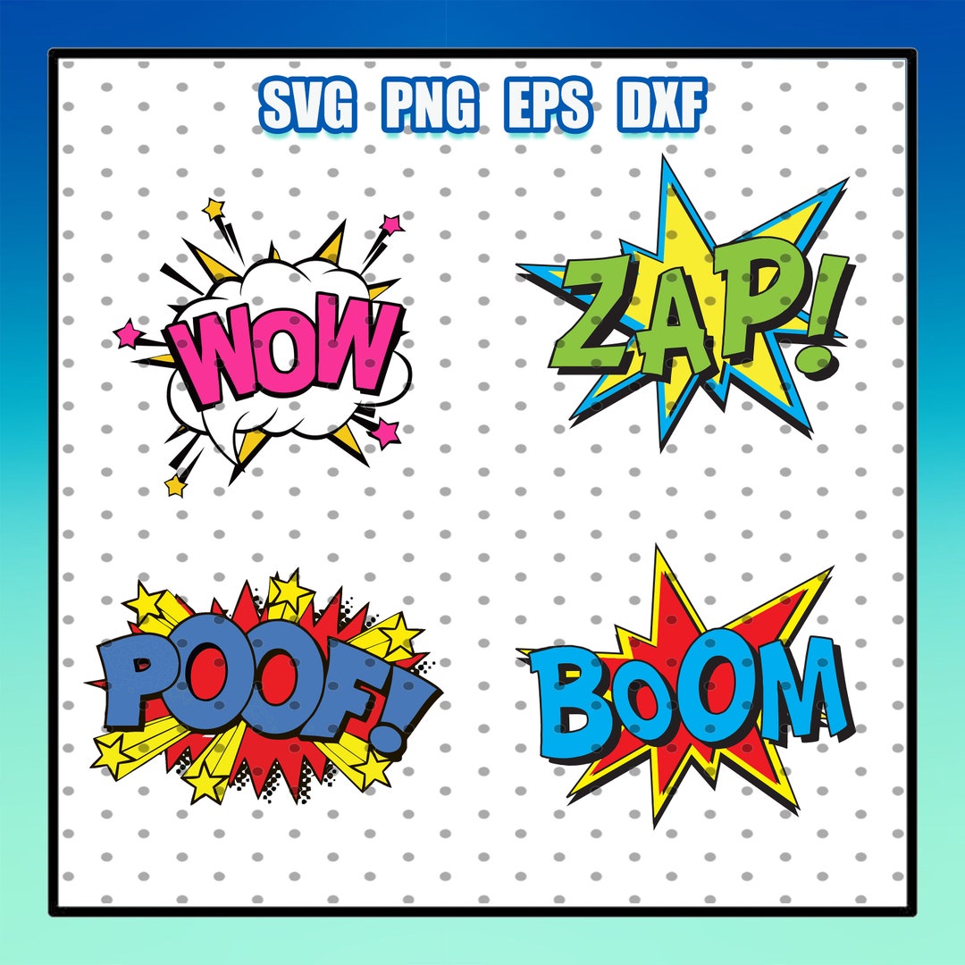 Comic Book Words Svg Superhero Svg Bam Pow Comic Bubble - Etsy