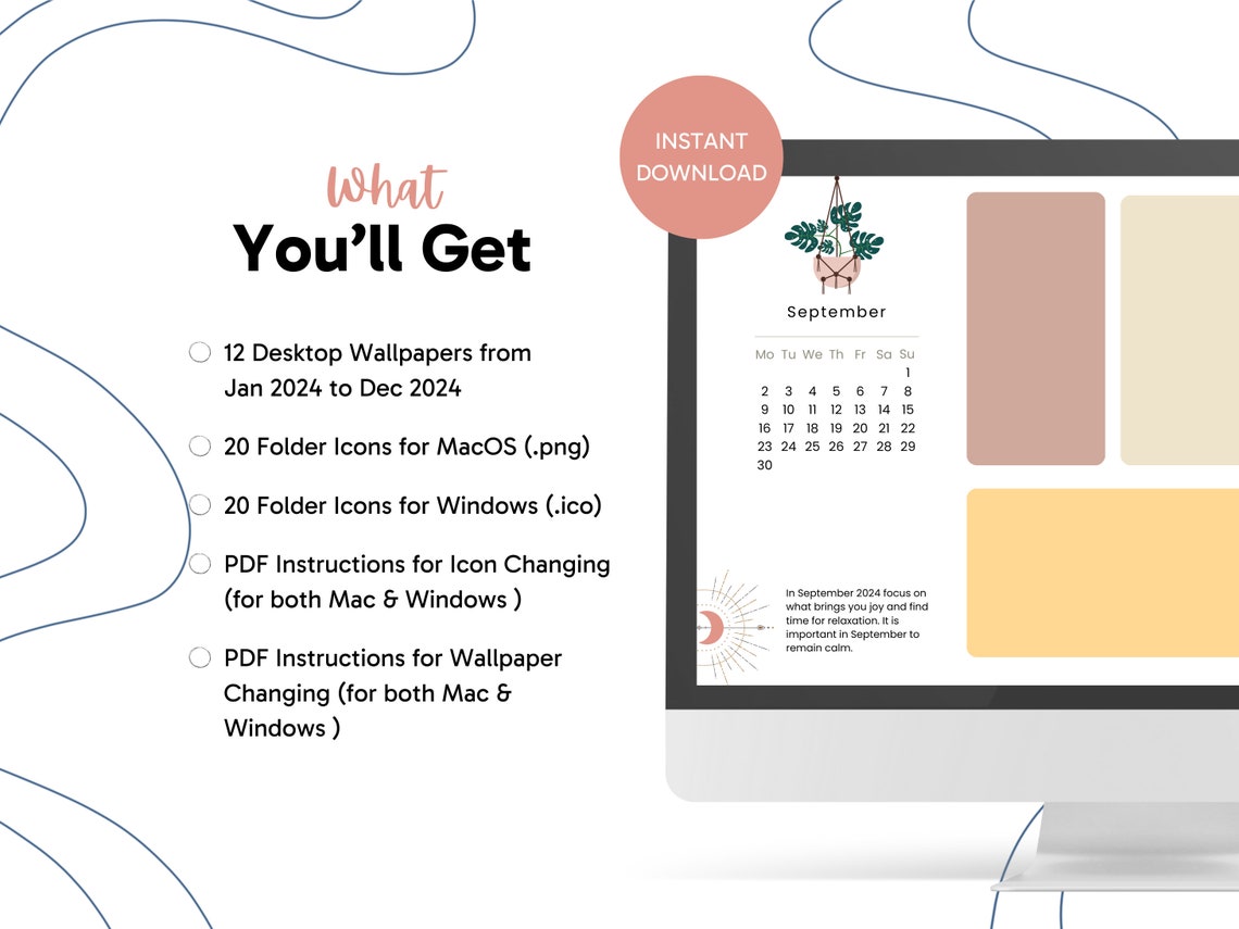 2024 Desktop Organizer Wallpaper in Pastel and Desktop Icons Minimalist ...