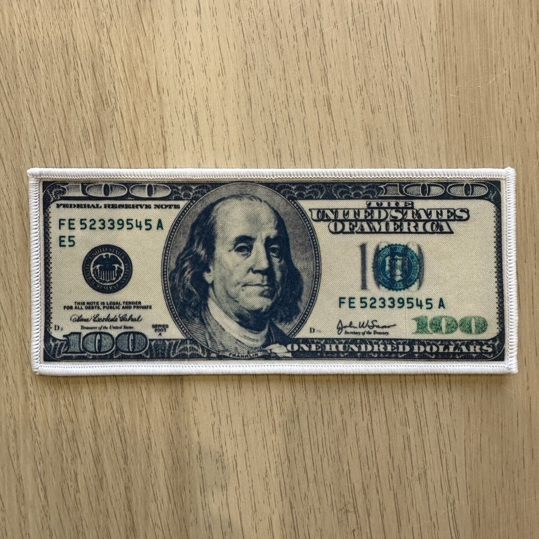 Original Size 100 Dollar Bill Woven Iron on Patch Sew on Logo Emblem ...