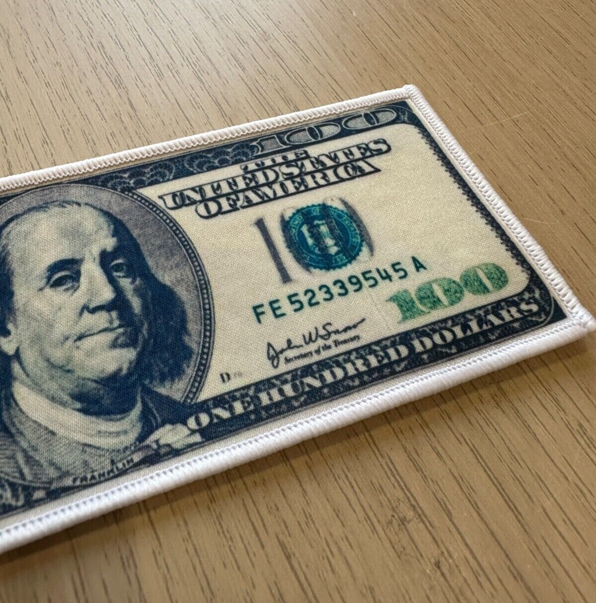 Original Size 100 Dollar Bill Woven Iron on Patch Sew on Logo Emblem ...