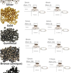Pack of 100 Eyelets Grommets With Washers for Leather Craft Repair 3mm ...
