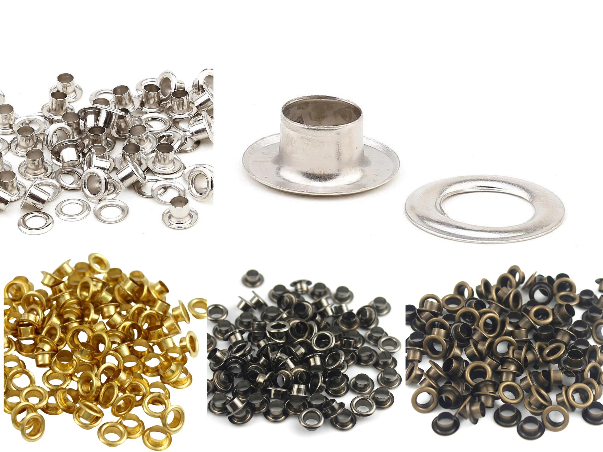 Pack of 100 Eyelets Grommets With Washers for Leather Craft Repair 3mm ...