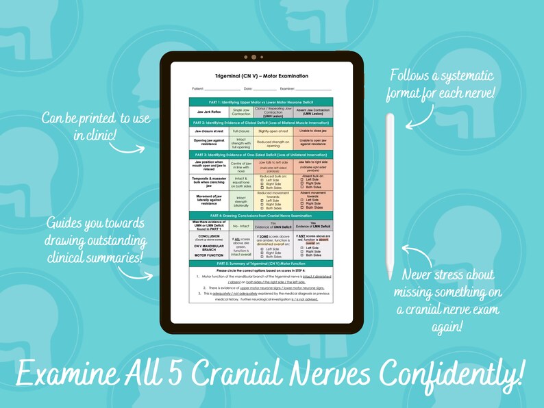 Adult Speech Therapy Cranial Nerve Examination: Printable Dysphagia ...