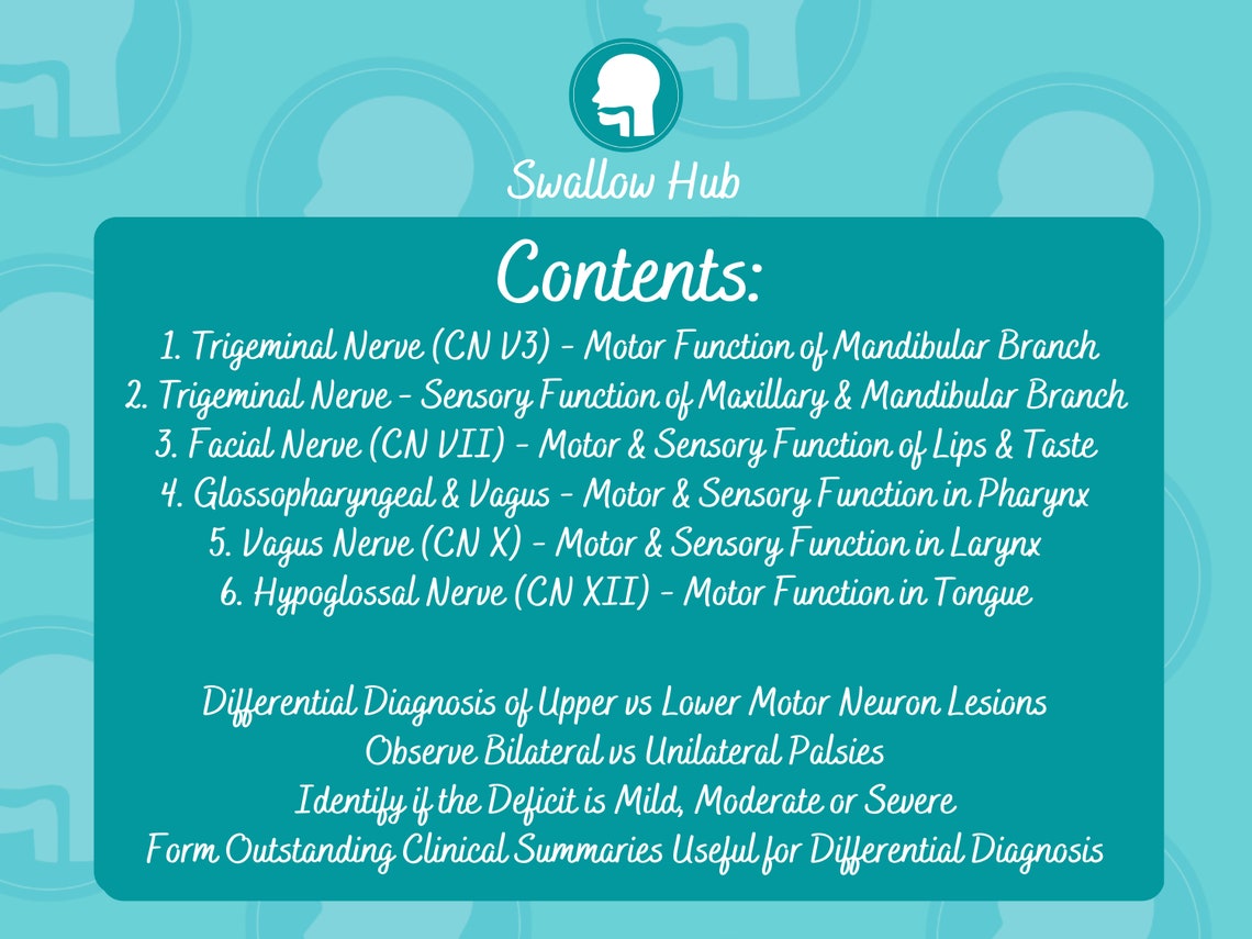 Adult Speech Therapy Cranial Nerve Examination: Printable Dysphagia ...