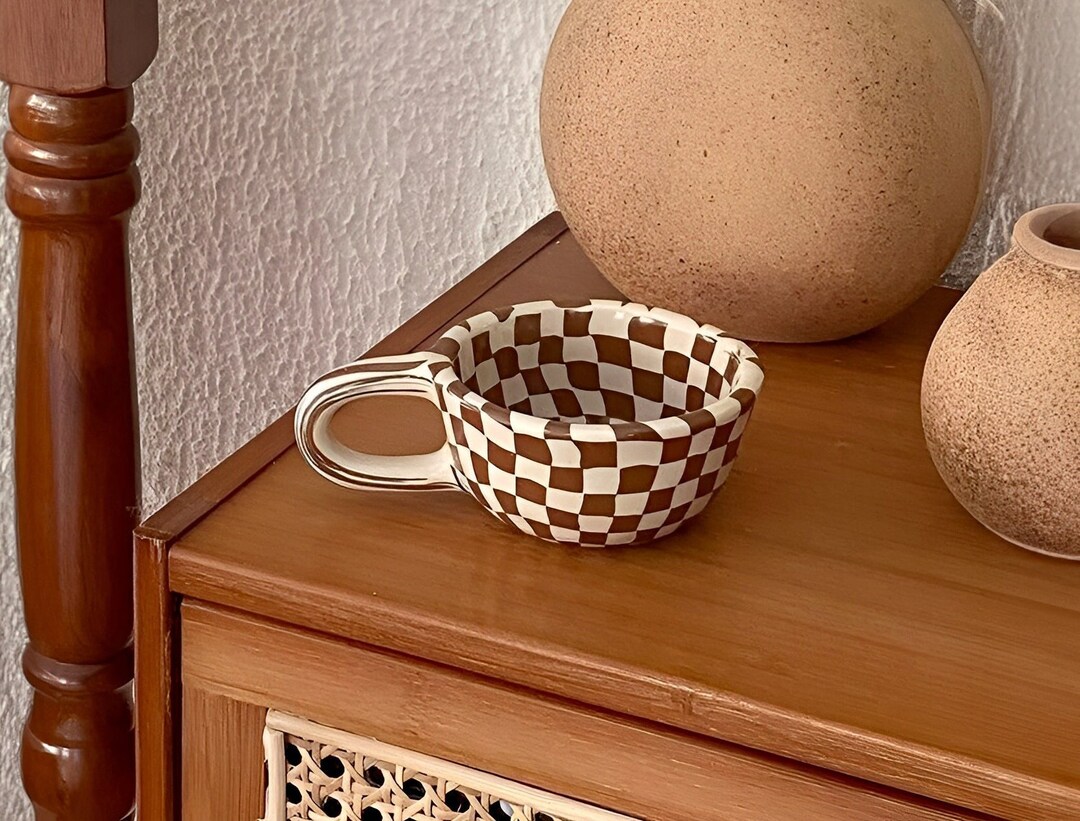 Checkmate Coffee Cup, Aesthetic Ceramic, Drinkware, Handmade Latte Art Stuff, Gift for Coffee ...