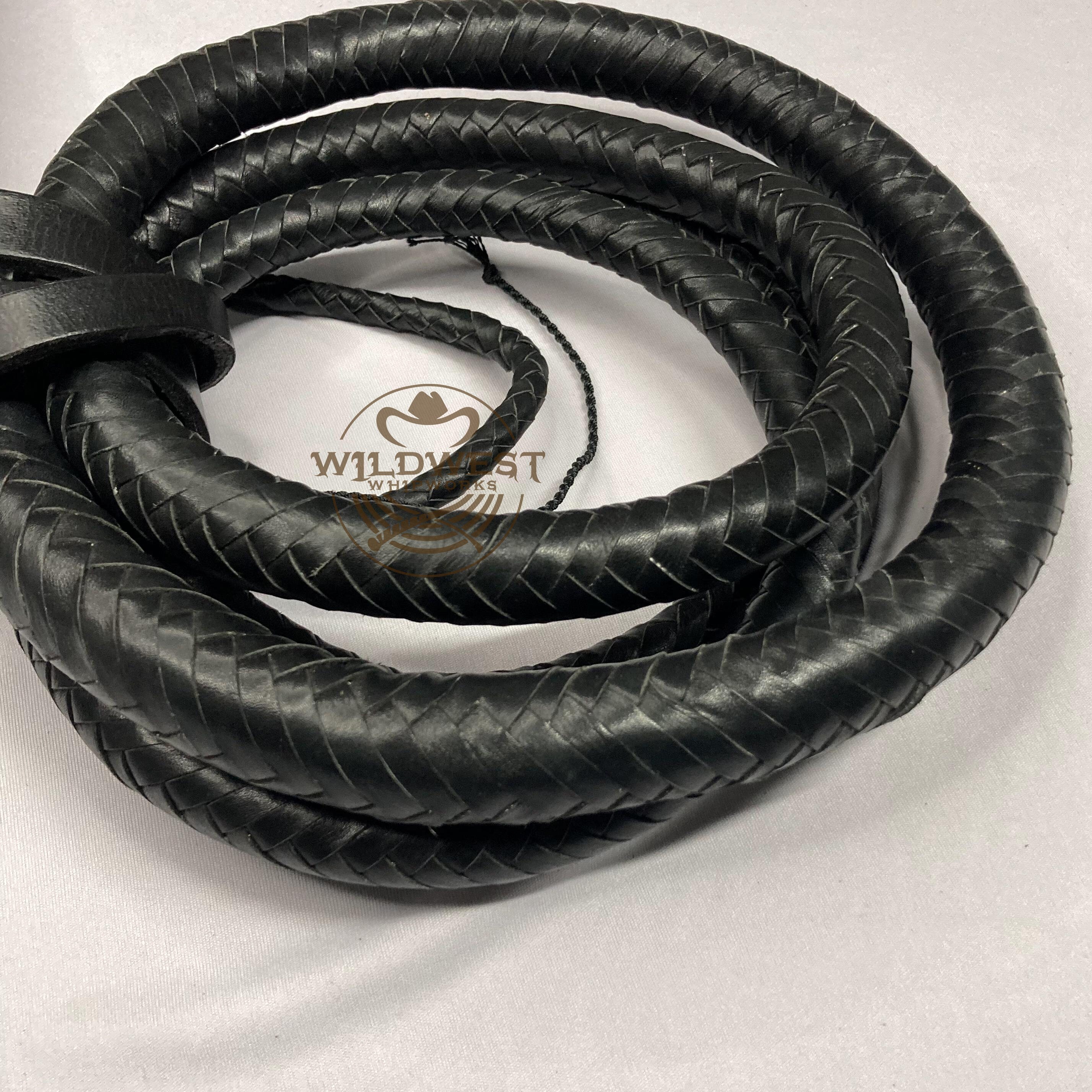 Cowhide Leather Black Bullwhip, 4ft to 12ft Indiana Jones Style ...