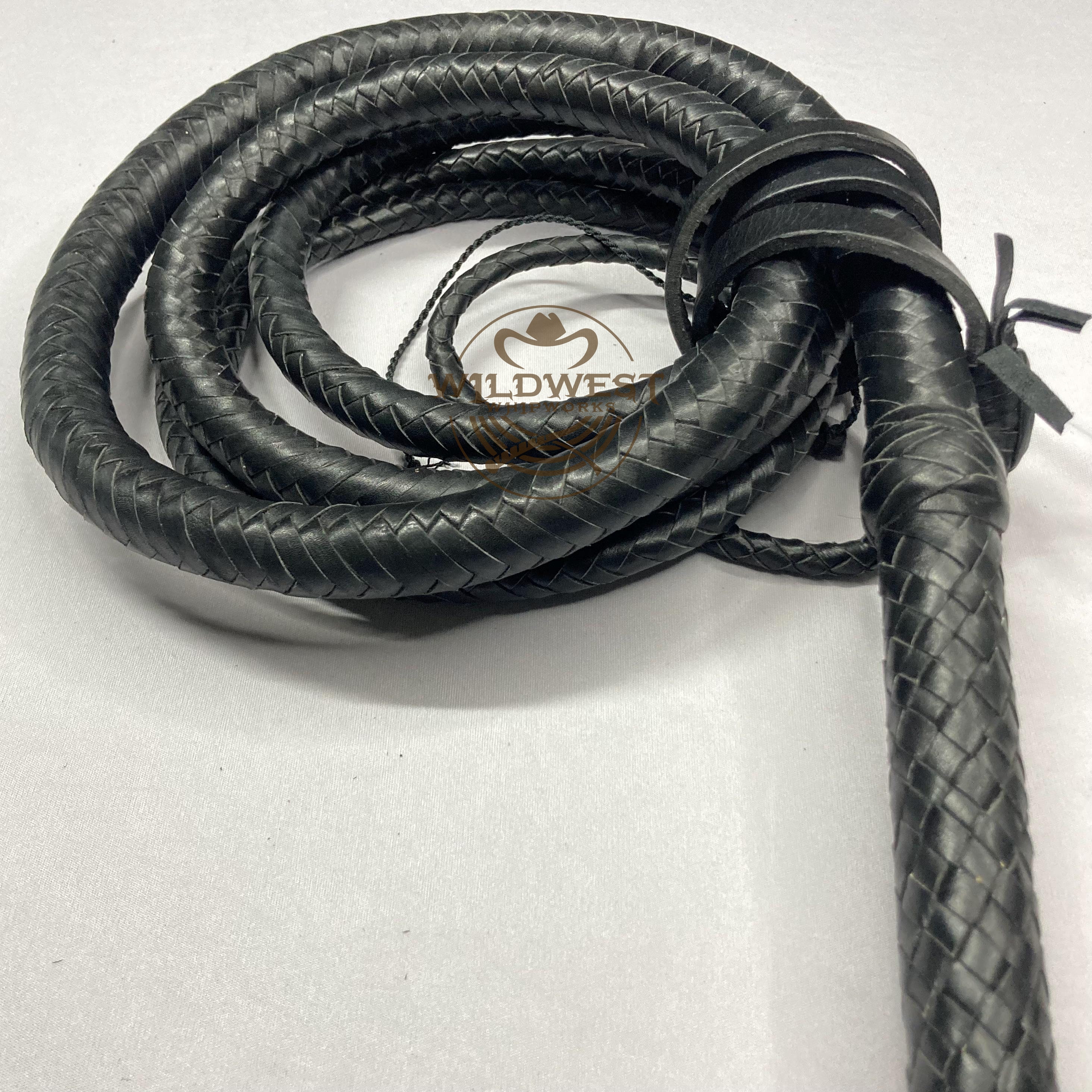 Cowhide Leather Black Bullwhip, 4ft to 12ft Indiana Jones Style ...