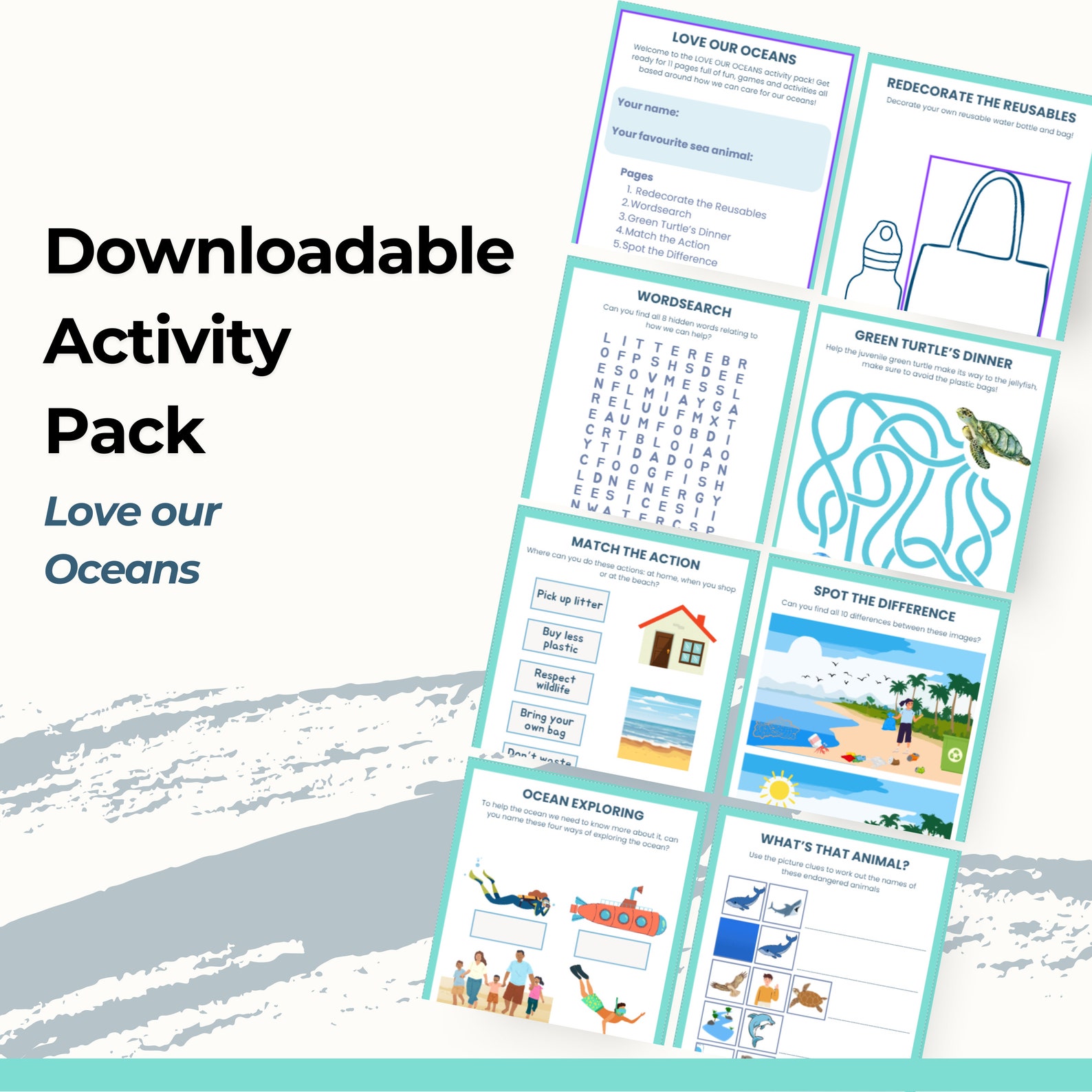 Downloadable Educational Ocean Activity Pack - Love Our Oceans - Etsy
