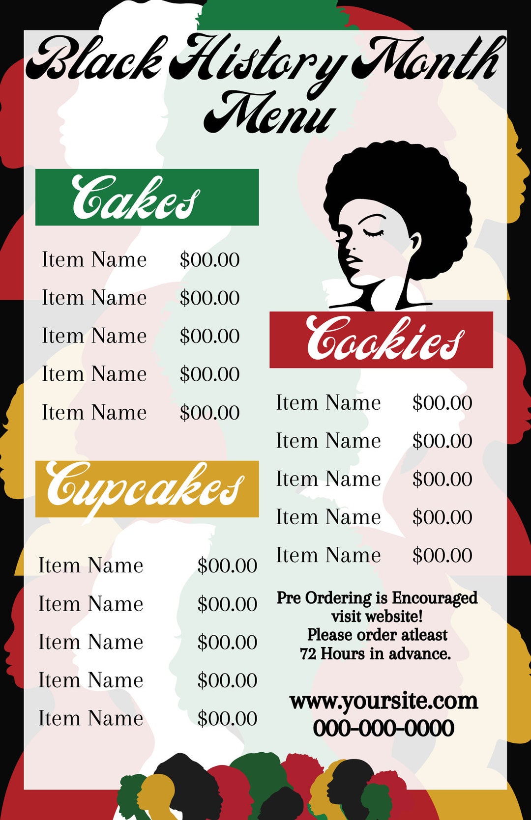 Black History / Juneteenth Menu Template4 - Etsy
