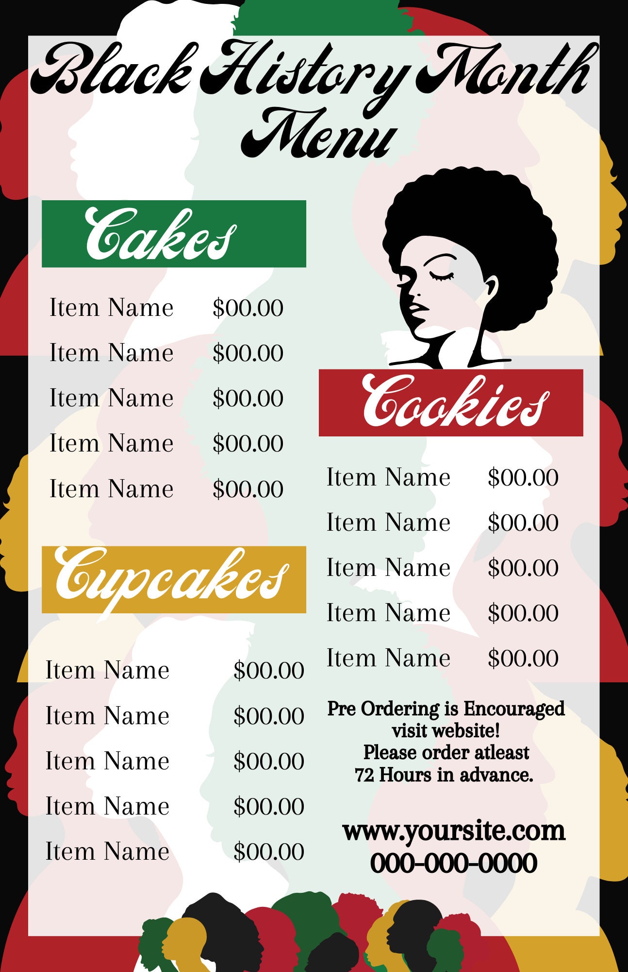 Black History / Juneteenth Menu Template4 - Etsy