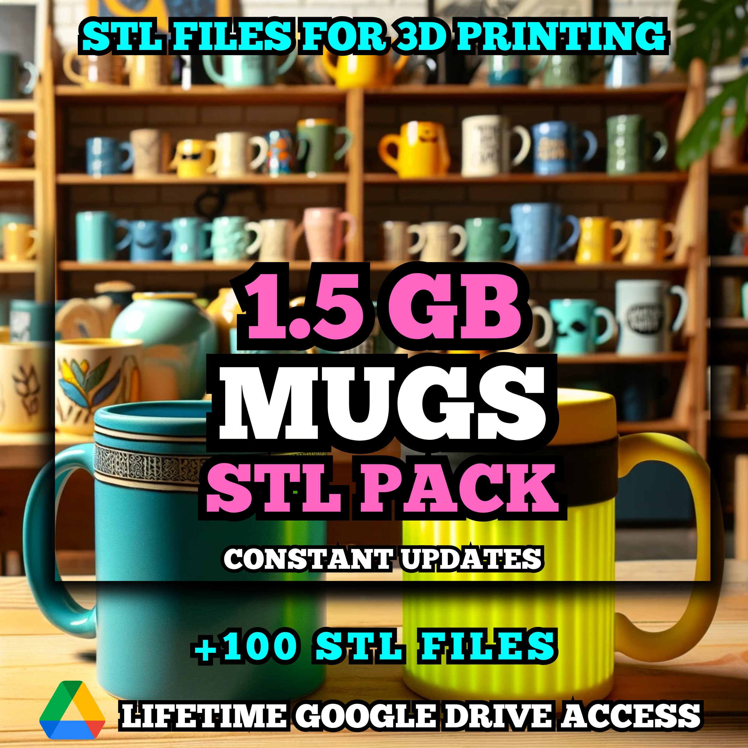 Mugs STL Pack for 3D Printing: 100 STL Files of Mugs and Cups 1.5GB ...