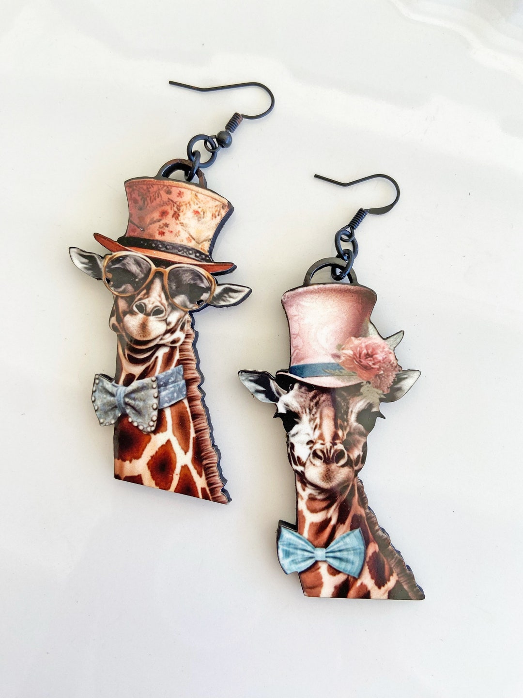Meet Betty & Frank, Cute Giraffe Couple Earrings ~ Handmade of Laser ...