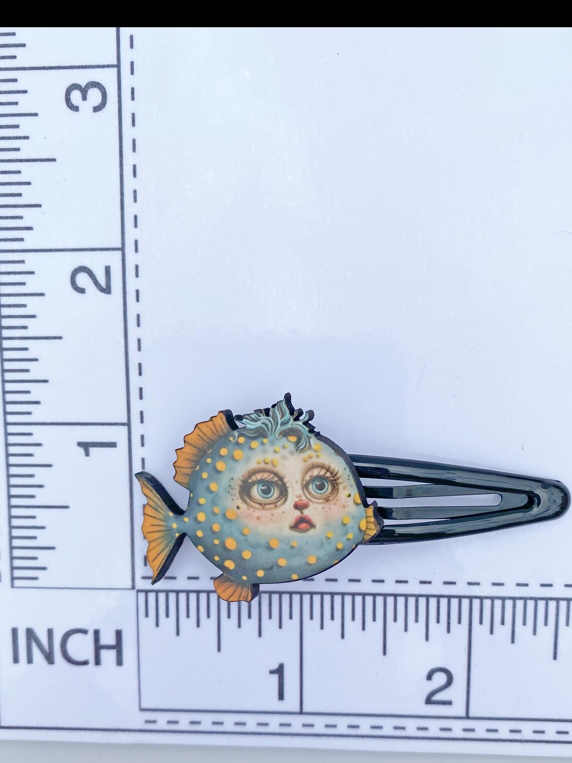 Pufferfish Hair Clips – Sublimated Laser Cut Wood | Quirky Ocean ...