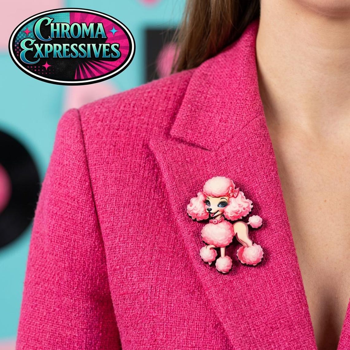 Retro Pink Poodle Brooch: Laser Cut Kitsch Pin - Etsy